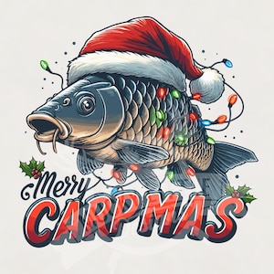 Merry Carpmas PNG, Christmas Fishing Design (digital Download) - Etsy