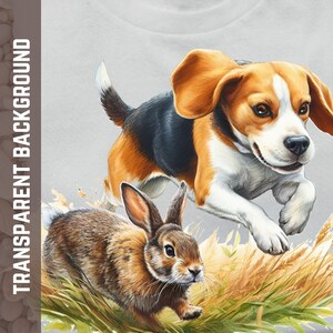 Watercolor Rabbit Hunt Wall Art | Beagle PNG | Beagle and Hare Rabbit ...