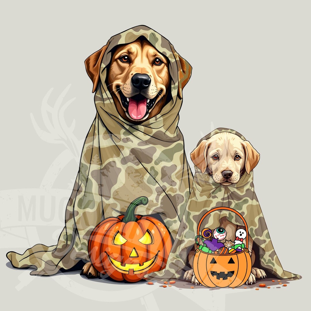 Camo Halloween Hunting Dog Ghost Design Golden Retriever Png Yellow ...