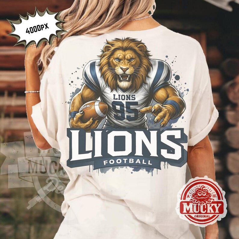 Blue Lions Football PNG: Mascot T-shirt Design (digital Download - Etsy