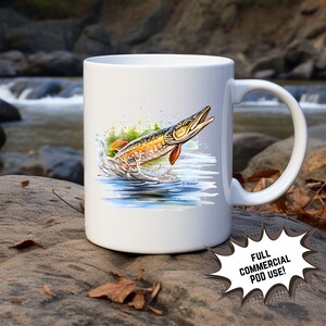 Pike Transparent Background Png Watercolor Pike Fishing Art - Etsy