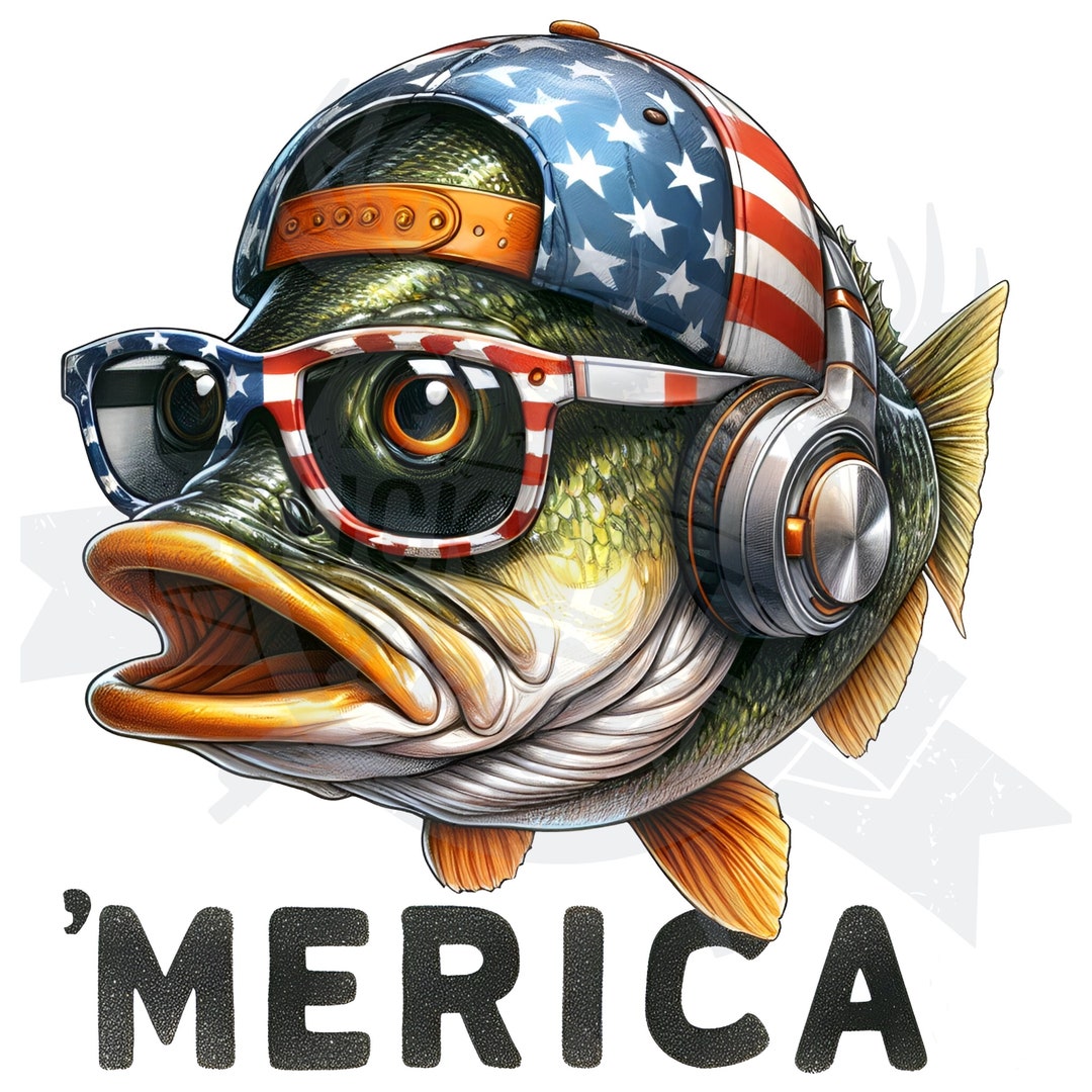 Bass 'merica PNG | Kids 4th July Sublimation | Bass Fishing Png | Fish ...