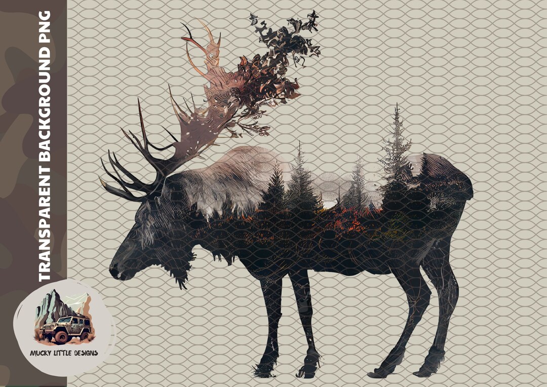 Hunting Sublimation Designs Downloads Shirts for Men Exposure Elk Stag ...