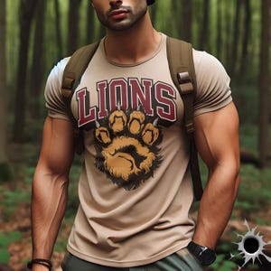 Retro Lion Paw Design PNG: Mascot T-shirt Sublimation (digital Download ...