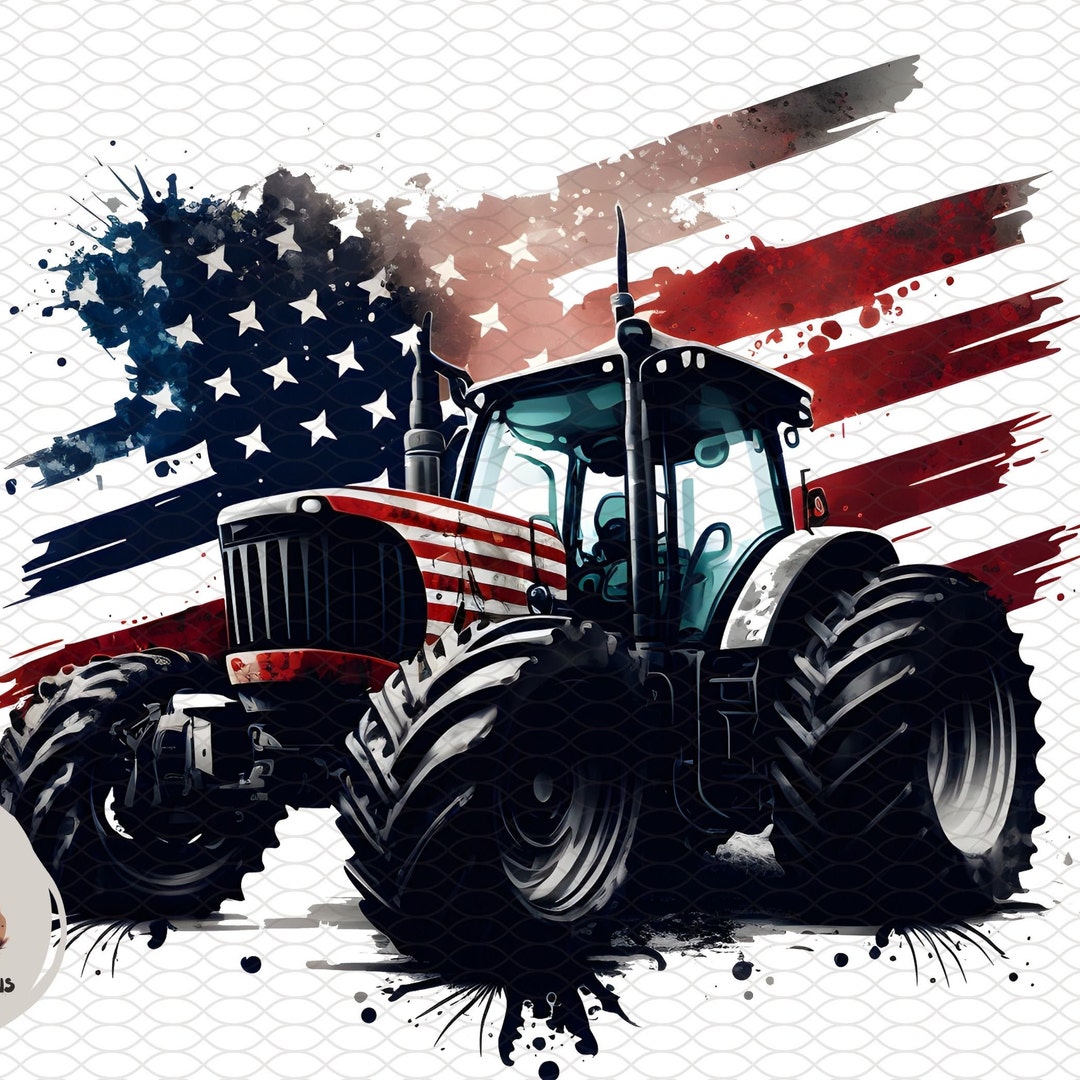 Patriotic Tractor PNG: Farmer Shirt Design, Tumbler Wrap (digital ...
