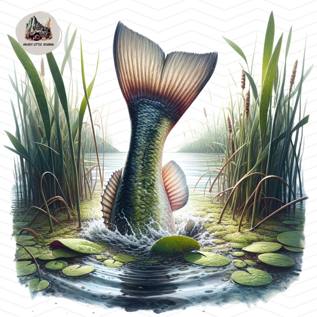 Jumping Bass Fish Png Bass Tail Sublimation Design Bass Fishing ...