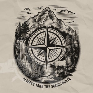 Compass Shirt Design Hiking Sublimation Design Mountains Shirt Design ...