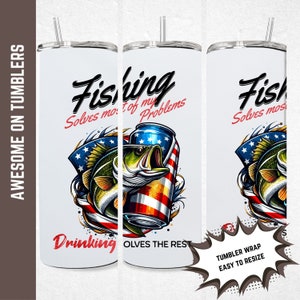 Drinking Solves Problem Png | Funny Bass Fishing Sublimation Design ...