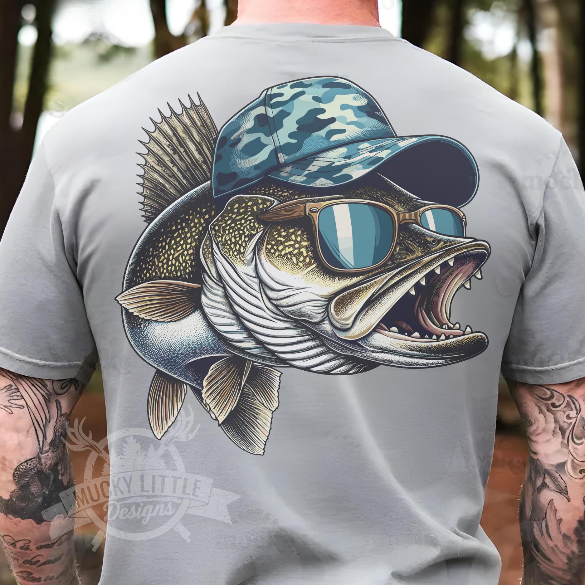 Walleye Fish PNG: Camo Baseball Cap, Fishing Design (digital Download ...