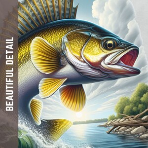 Jumping Walleye Sublimation Design Walleye Fishing Png Walleye Shirt ...