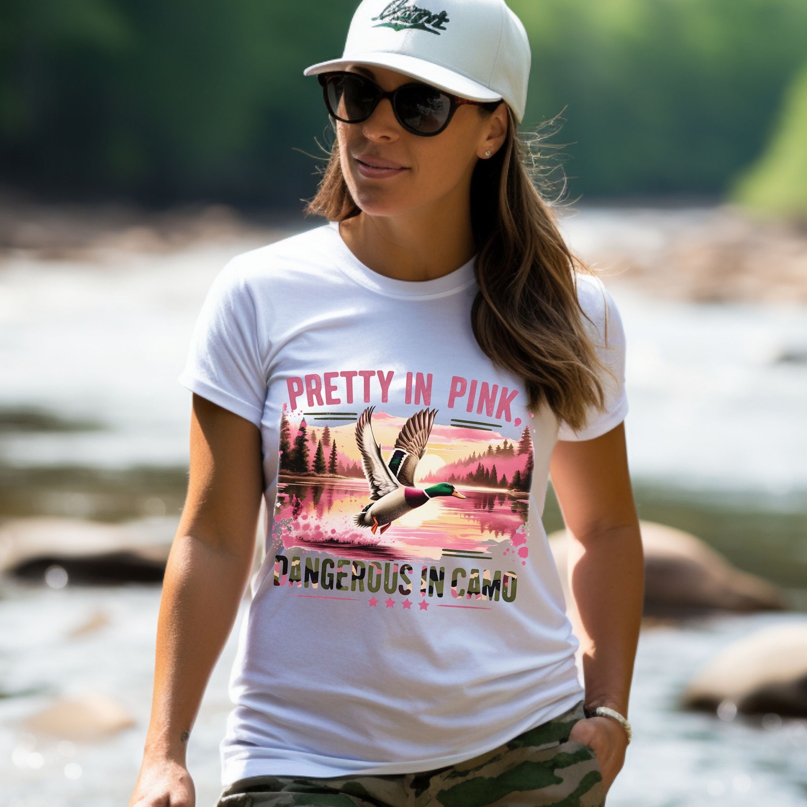 Girls Hunting Png Pretty in Pink Dangerous in Camo Sublimation Duck ...