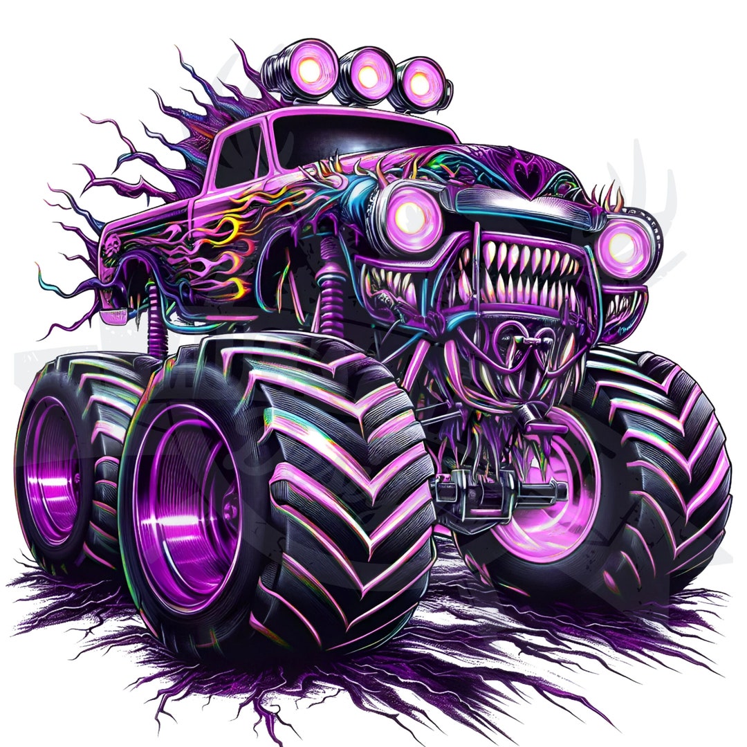 Pink & Purple Monster Truck PNG: Girls Truck Design (digital Download ...