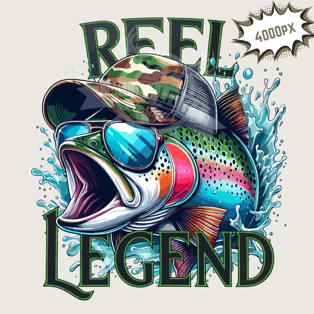 Trout Fishing Reel Legend PNG: Fly Fisherman Shirt Design (digital ...