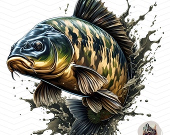 Jumping Carp Png Common Carp Sublimation Design Transparent Background ...