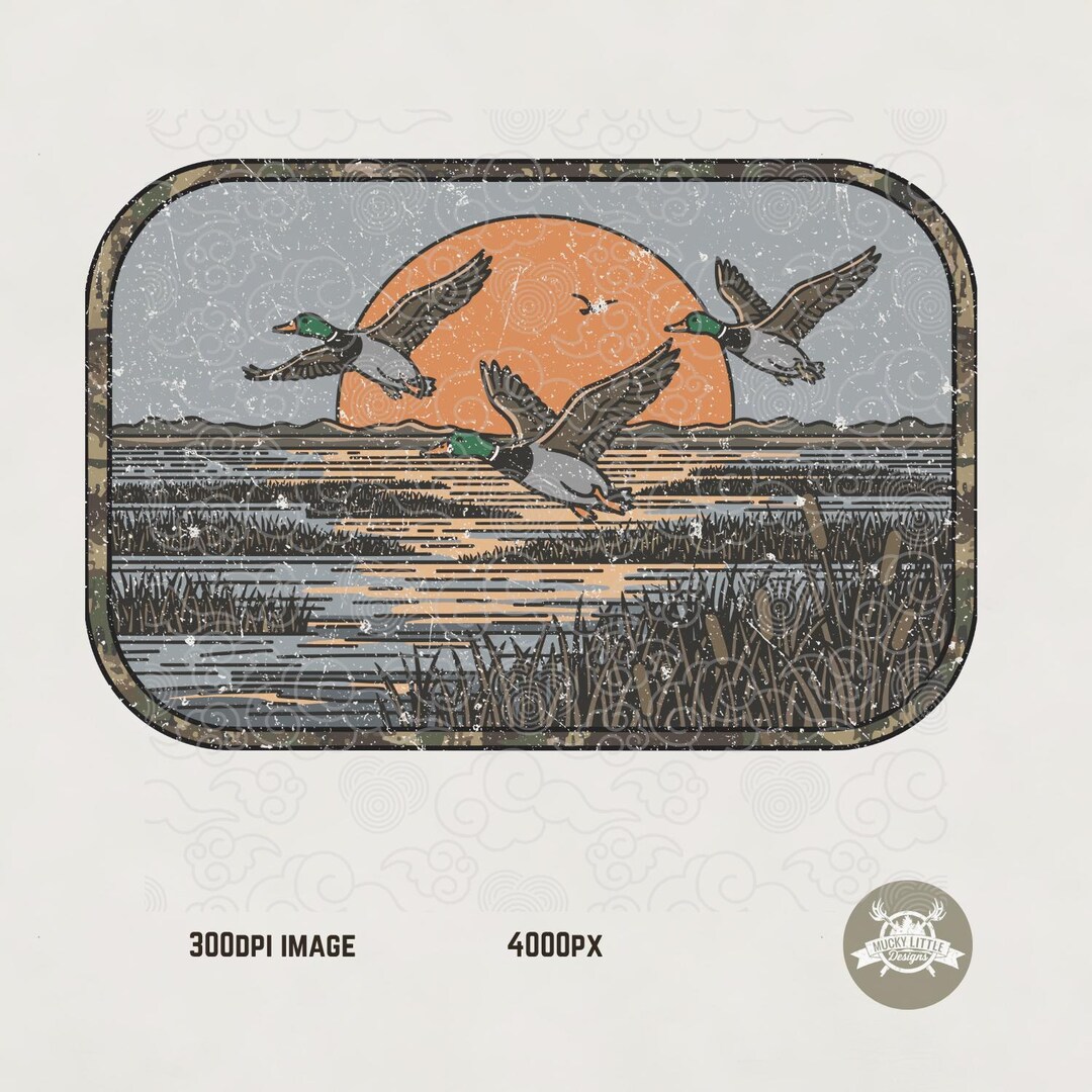 Vintage Duck Hunting PNG: Mallards Flying in Marsh (digital Download ...