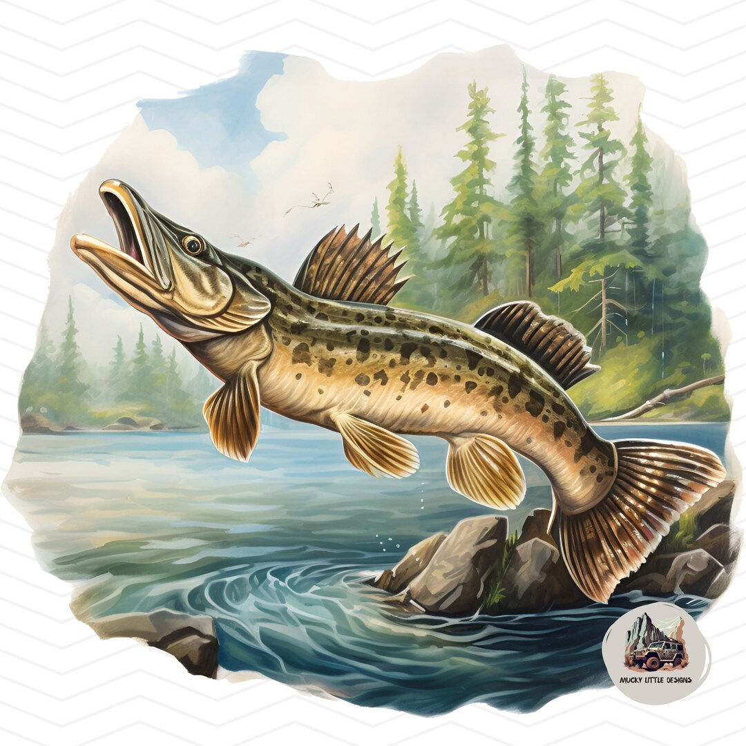 Jumping Pike Sublimation Pike Image for Shirt Pike Png Watercolor Pike ...