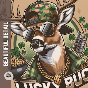 Lucky Buck Png Kids St Patricks Day Png Deer Hunting Sublimation Design ...
