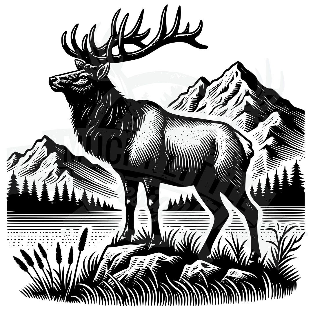 Detailed Bull Elk SVG: Hunting Design, Laser Cut File (digital Download ...