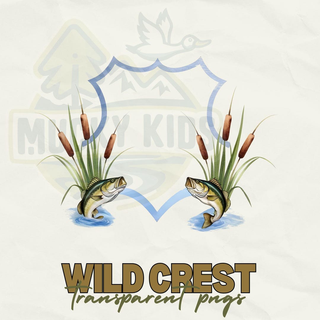 Watercolor Bass Fishing Crest Png Preppy Blue Crest Image Fishing ...
