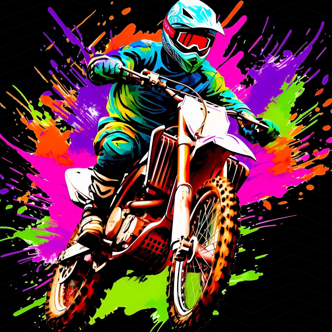 Neon motocross png Neon Dirt bike png bicicleta de carreras Scrambler png colorido fondo ...
