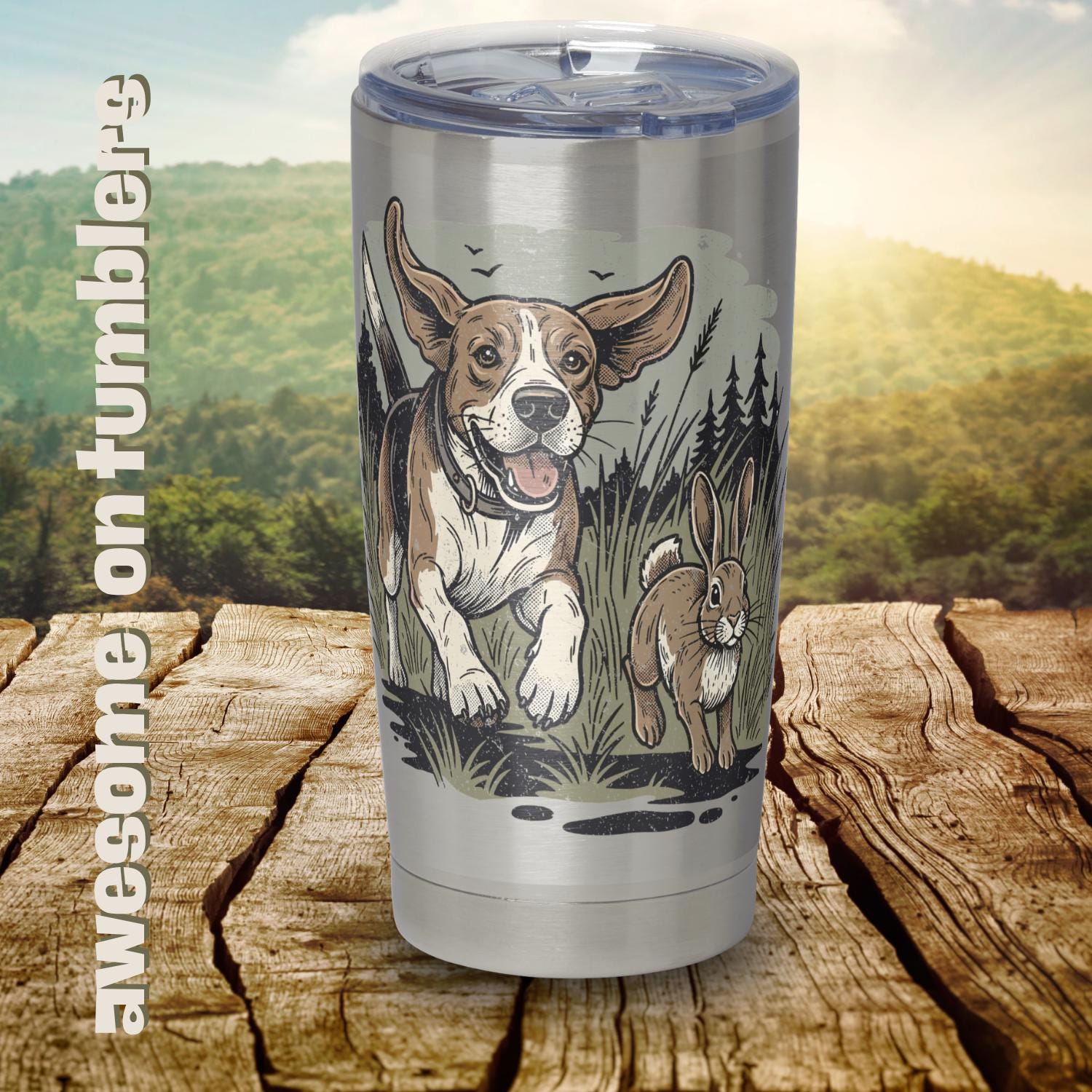 Beagle Hunting Hare PNG - Rabbit Hunting Sublimation Design (digital ...