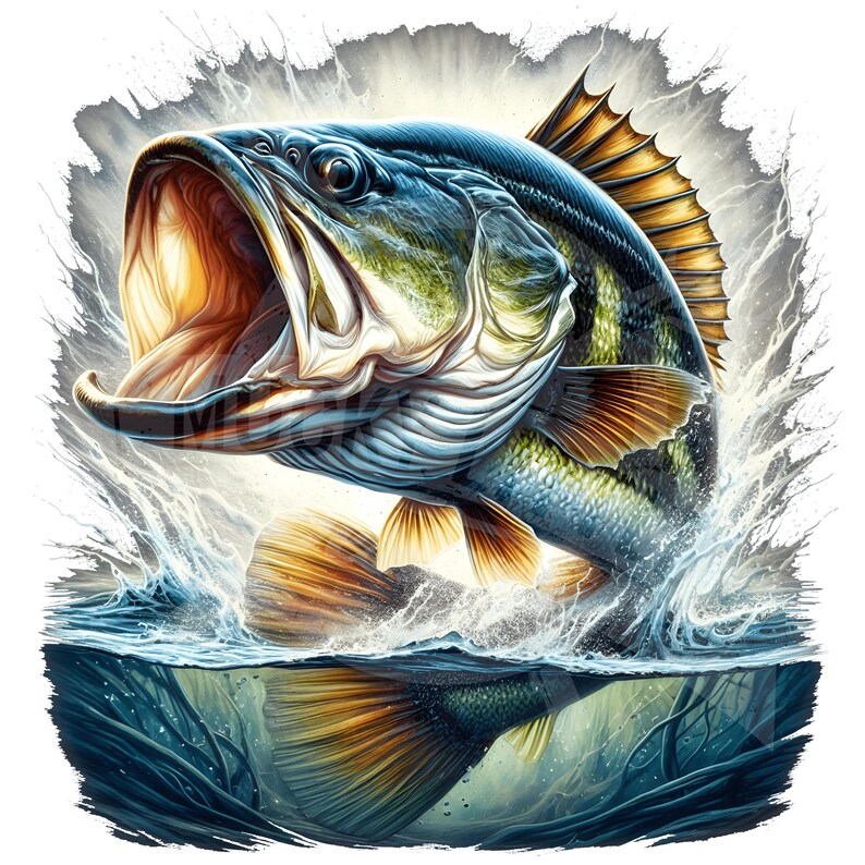 Bass Fishing Sublimation Design: Jumping Bass PNG (digital Download) - Etsy