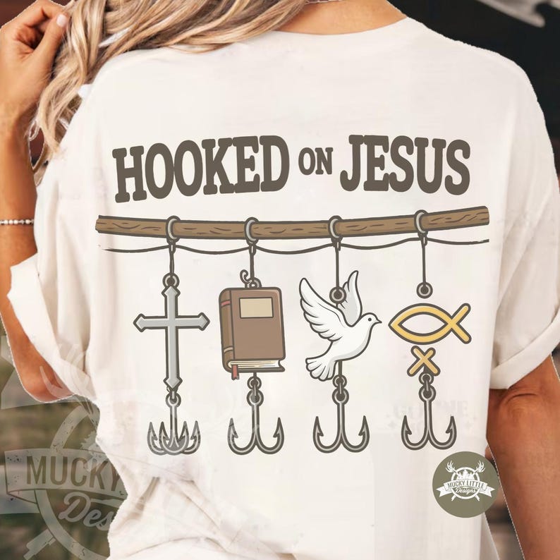 Hooked on Jesus Png: Faith and Fishing Shirt Sublimation Design ...