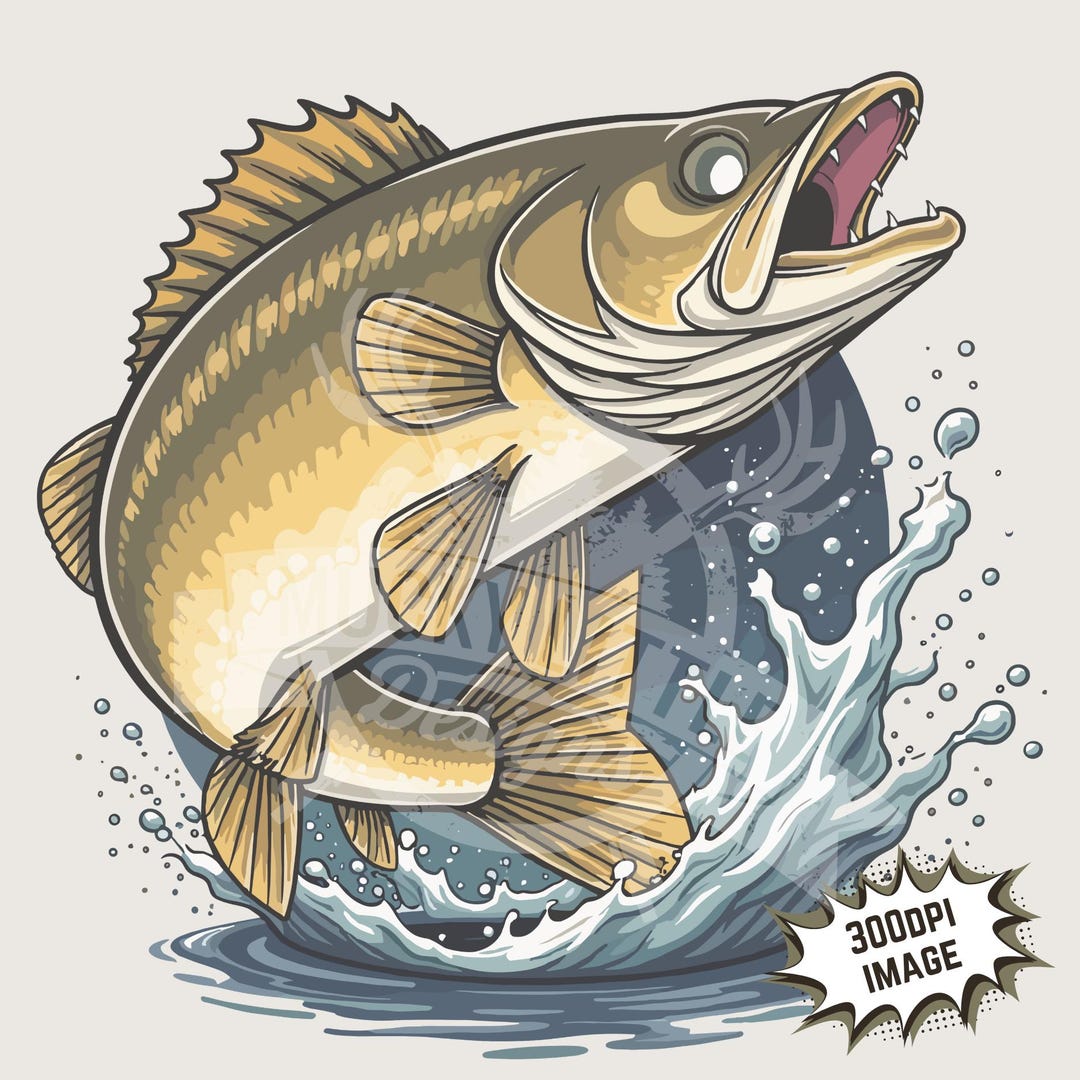 Walleye Png | Jumping Walleye Fishing Sublimation Design Transparent ...