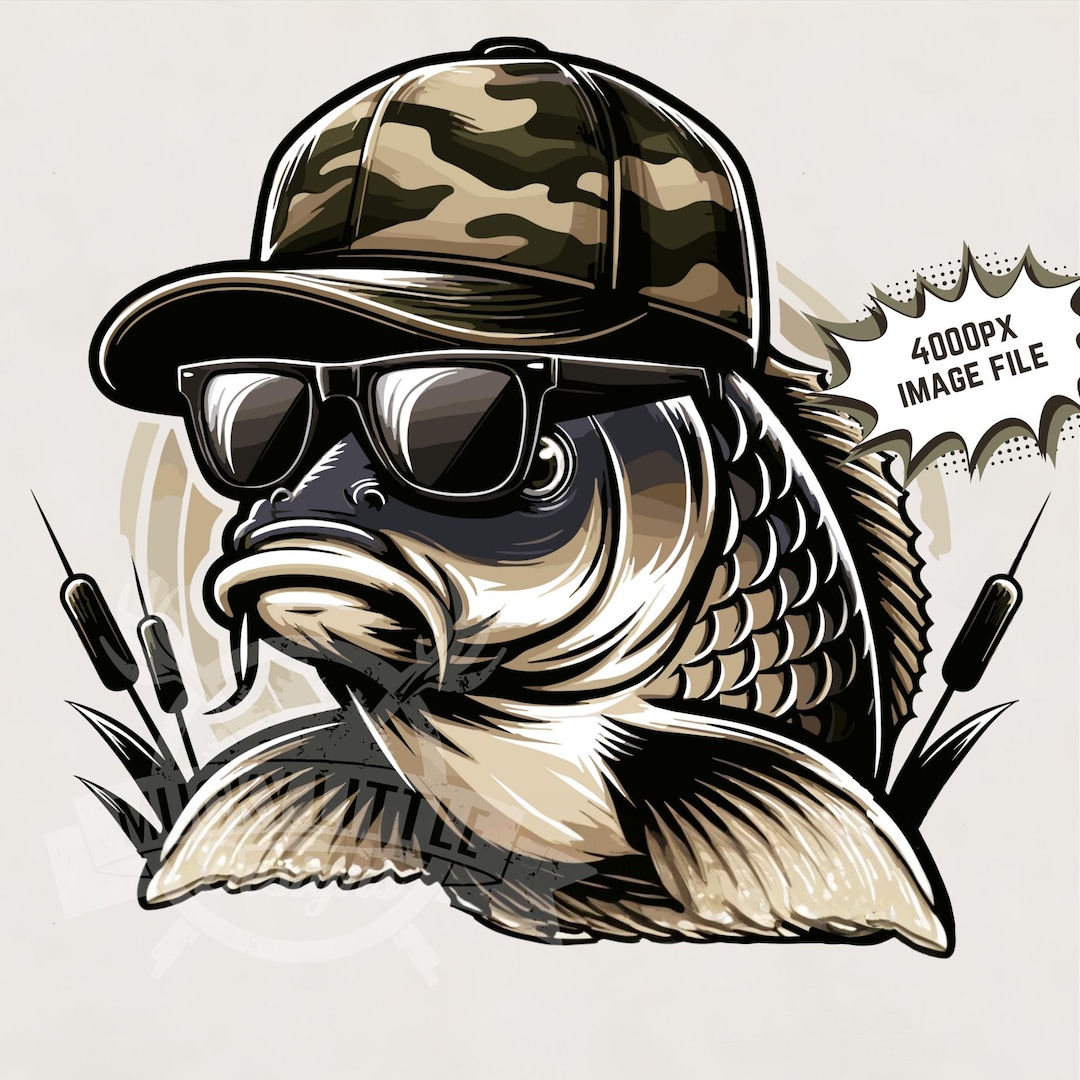 Carp in Cap Png Funny Carp Fishing Sublimation Design | Common Carp ...