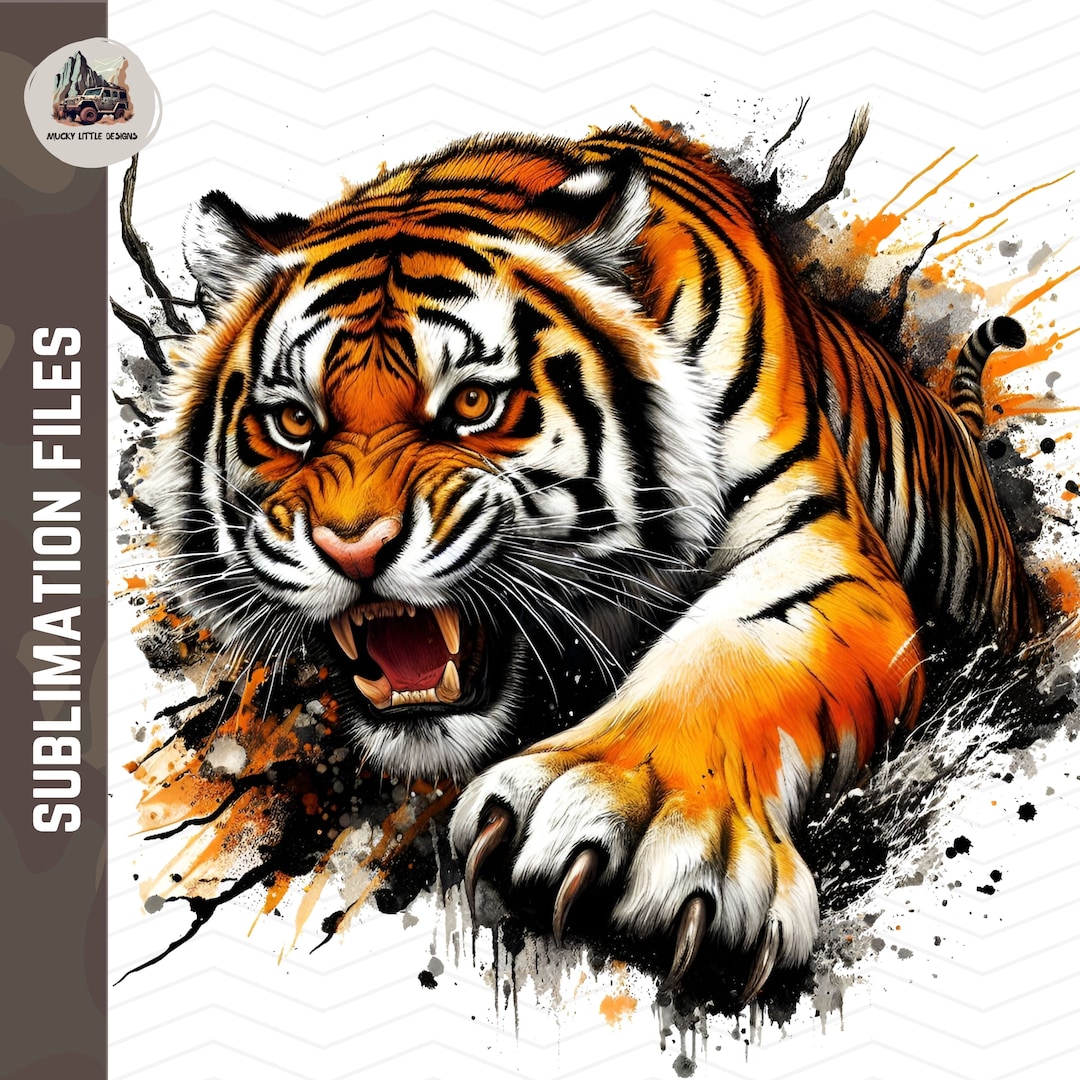 Watercolor Tiger PNG: DTG Printing, Sublimation Design (digital ...