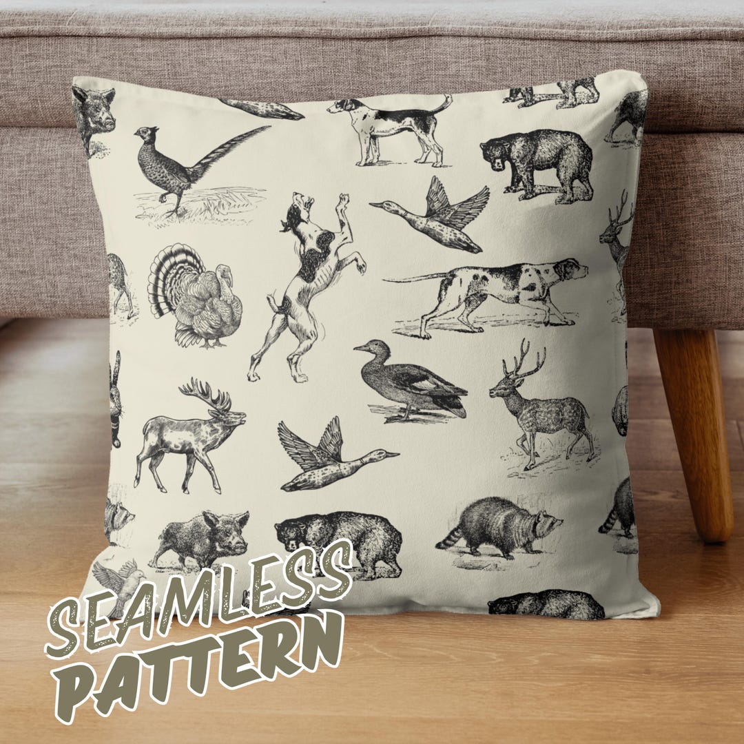 Vintage Hunting Seamless Pattern Png Duck Hand Drawn Design. 300dpi ...