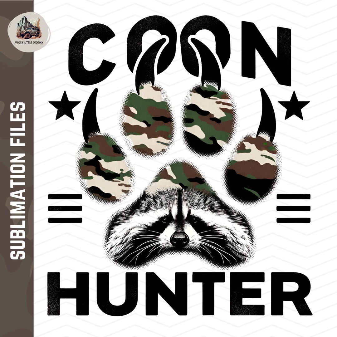 Raccoon Hunter PNG Digital Download Hunting Dog Sublimation PNG Raccoon ...