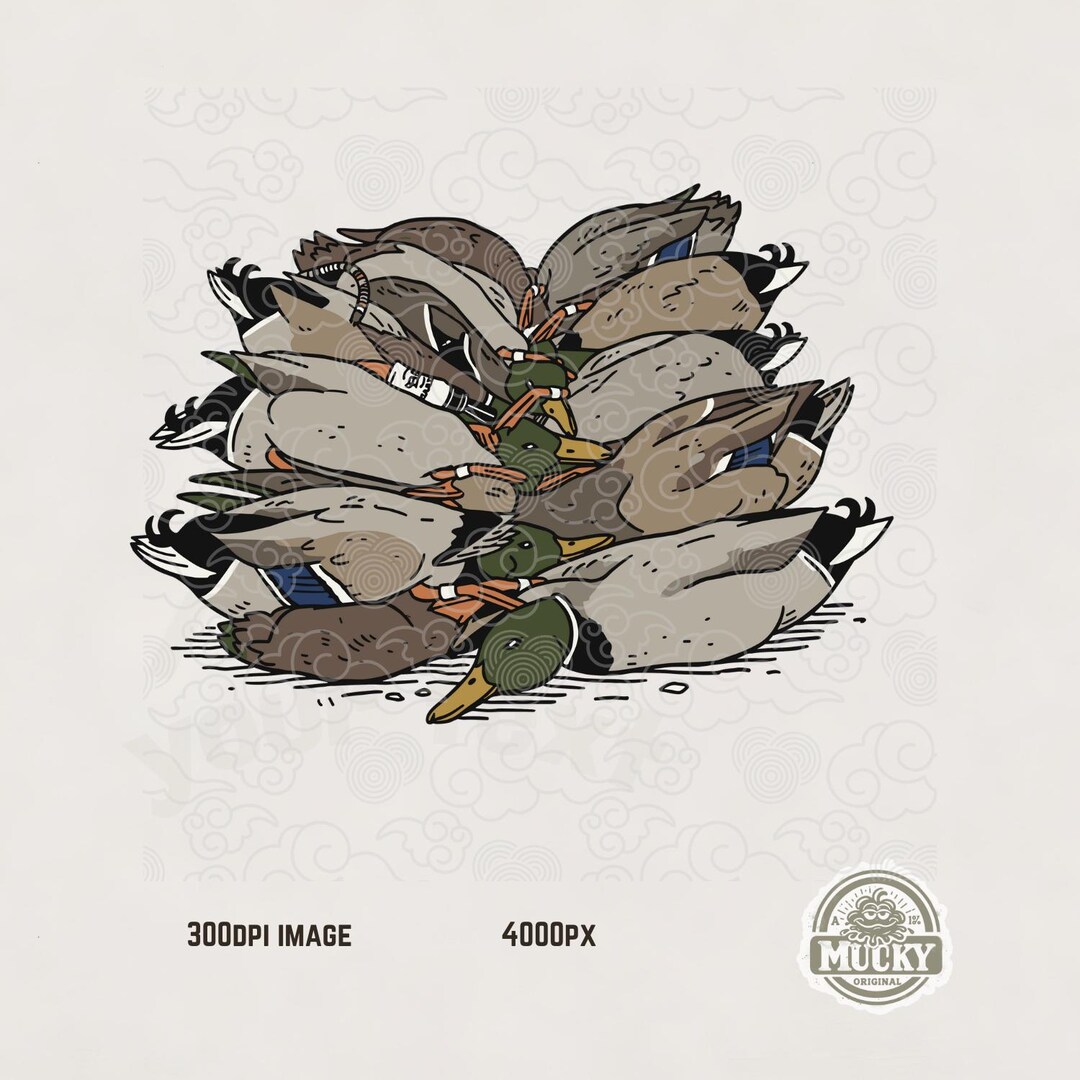 Duck Hunting PNG: Stacked Ducks Design With Mallard, Wood Duck, Teal ...