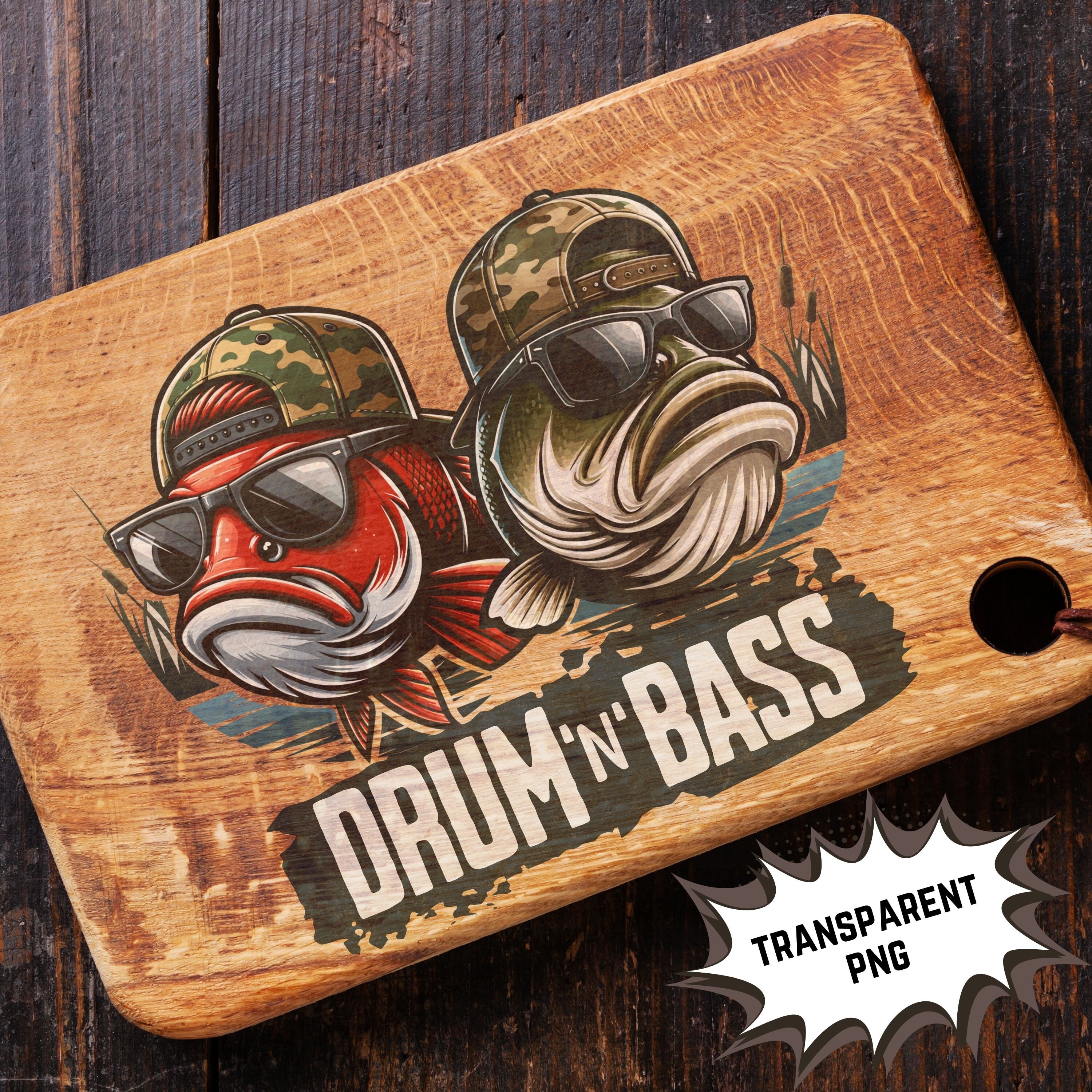 Funny Drum & Bass Fishing PNG: Fish With Backward Cap (digital Download ...