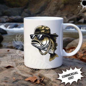 Fish in Baseball Cap Png, Camo Fishing Design Bass Fishing Sublimation ...
