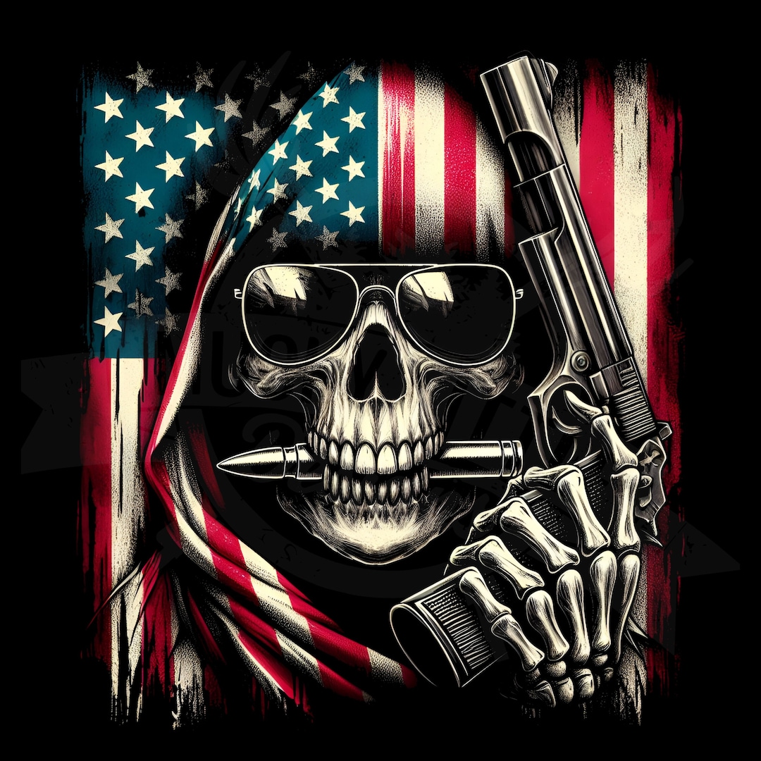 American Badass Skull USA Flag PNG: Patriotic Pride (digital Download ...