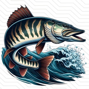 Muskie Fishing Sublimation Designs for Shirts Muskellunge Transparent ...