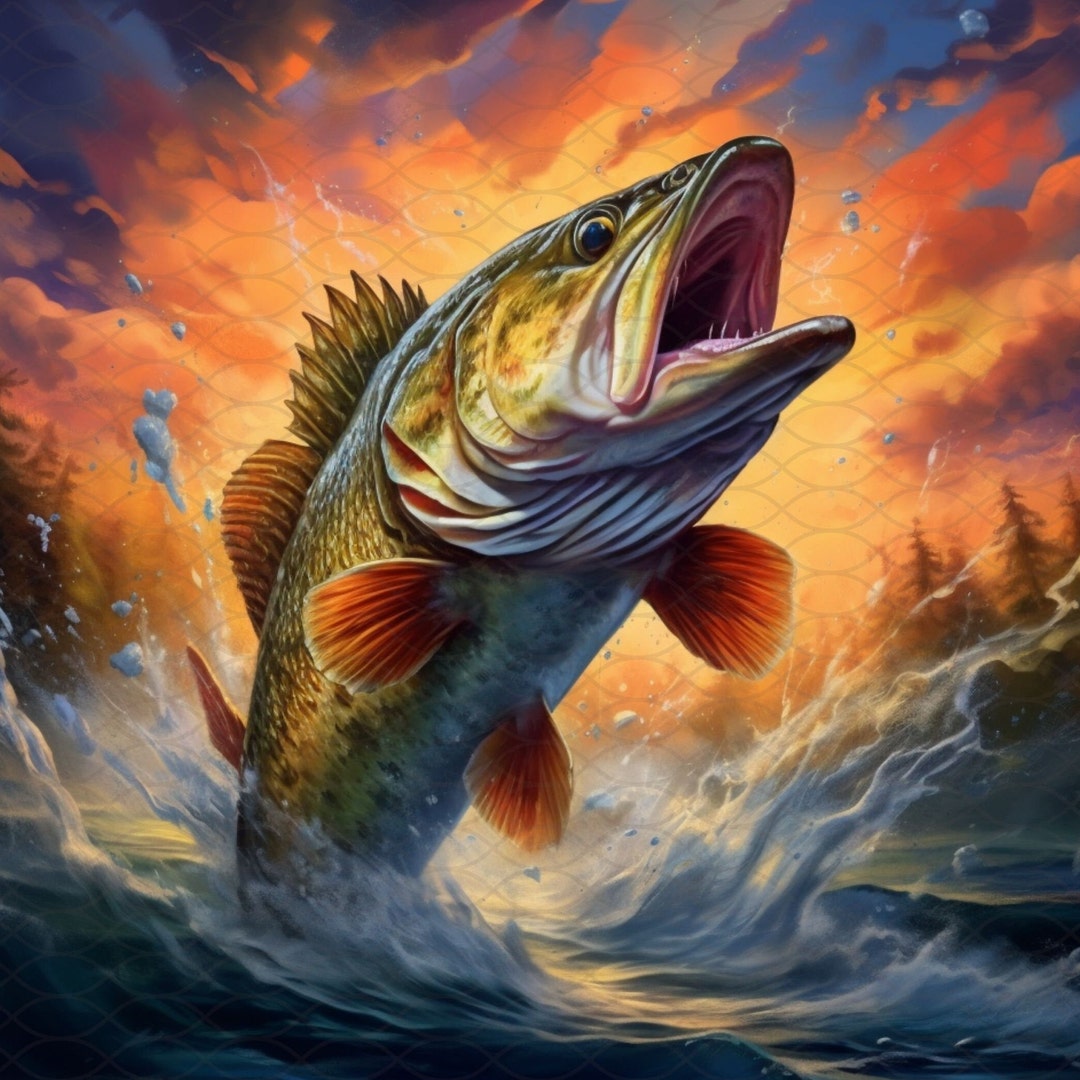 Watercolor Walleye Fishing Tumbler Wrap Walleye Fishing Shirt Design ...