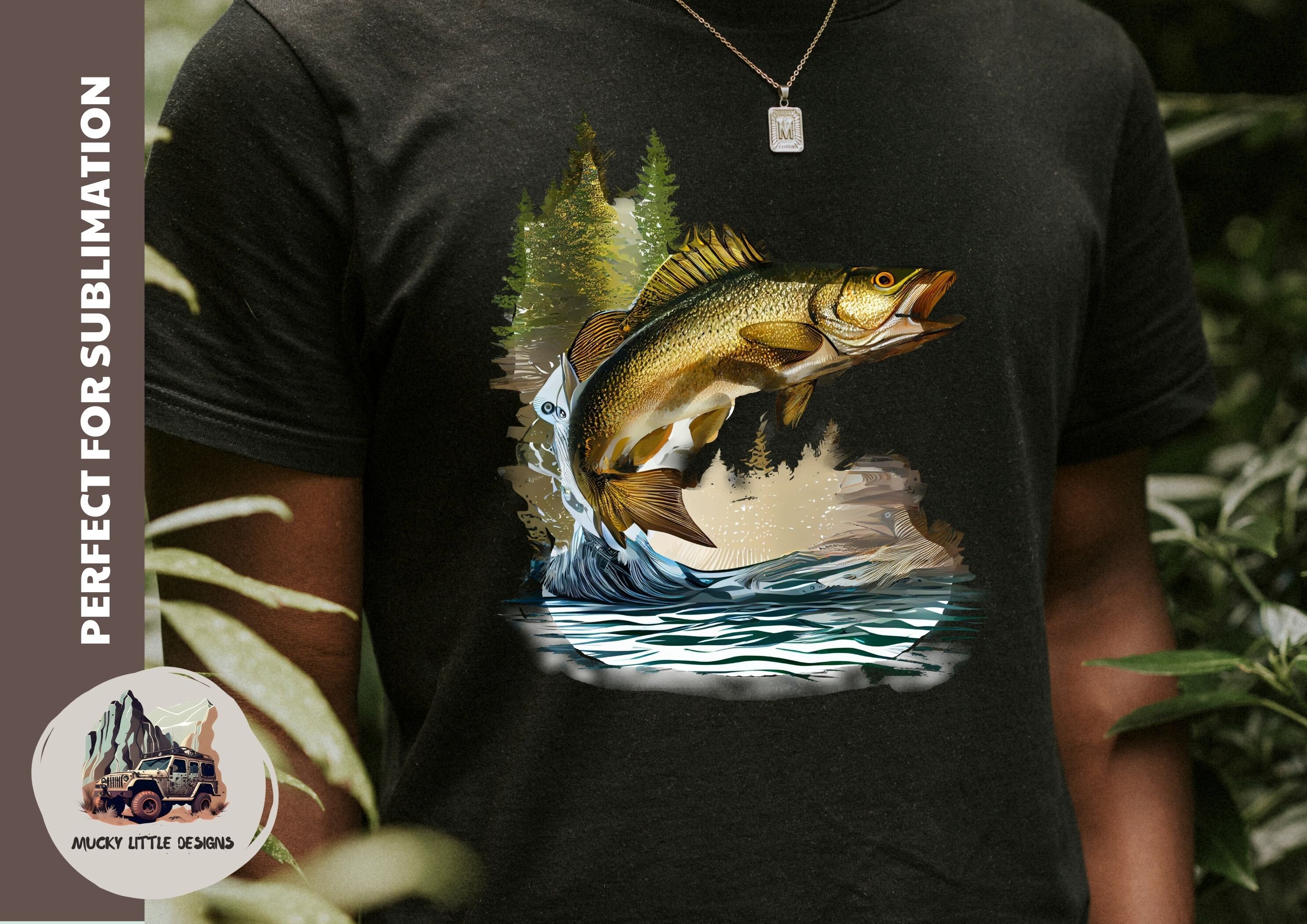 Jumping Walleye Fish PNG: Fisherman Sublimation Design (digital ...