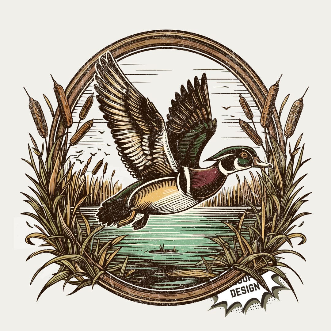 Retro Wood Duck PNG: Vintage Duck Hunt Sublimation (digital Download ...