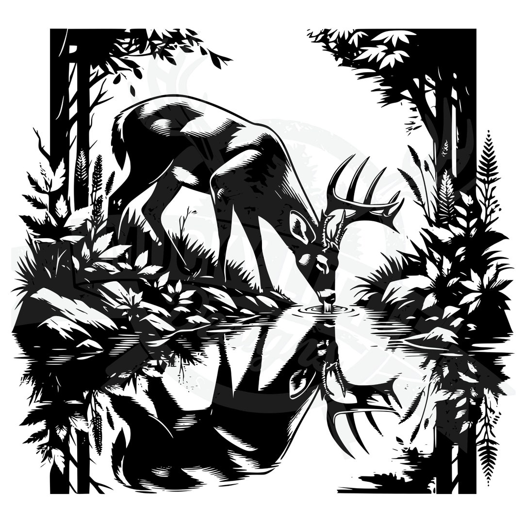 Deer Drinking Lake Svg, Proud Deer Svg, Whitetail Deer SVG, Deer ...