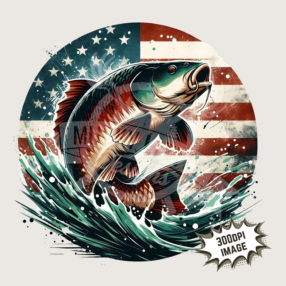 Patriotic Carp Fishing Png | American Flag Circular Carp Sublimation ...