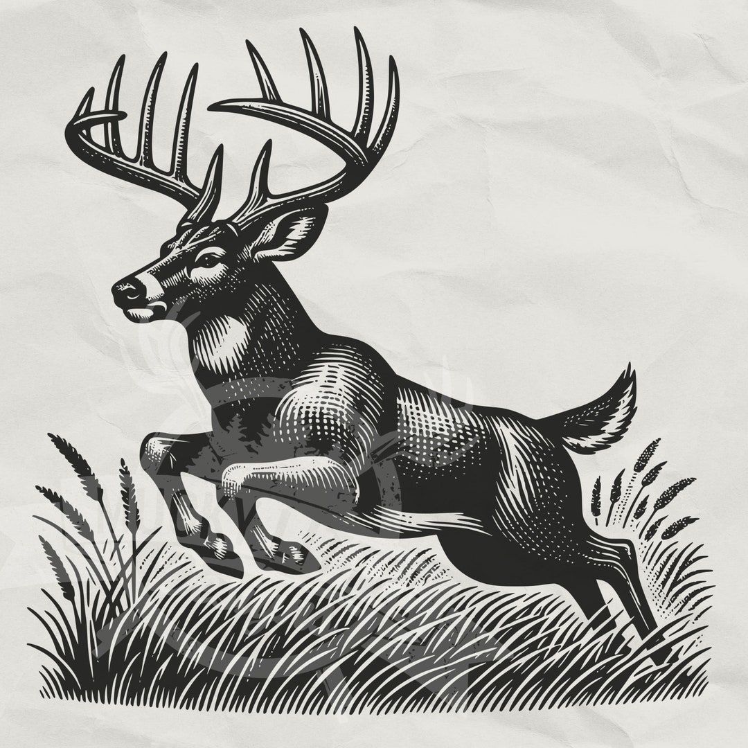 Running Deer Svg | Whitetail Deer Svg Running Buck Svg | Deer Scene Svg ...