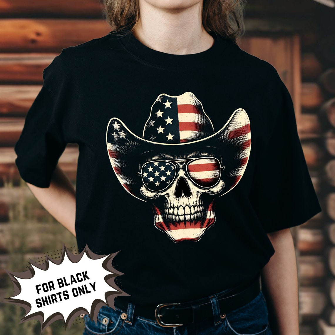 American Flag Cowboy Skull PNG: Patriotic Pride Design (digital ...
