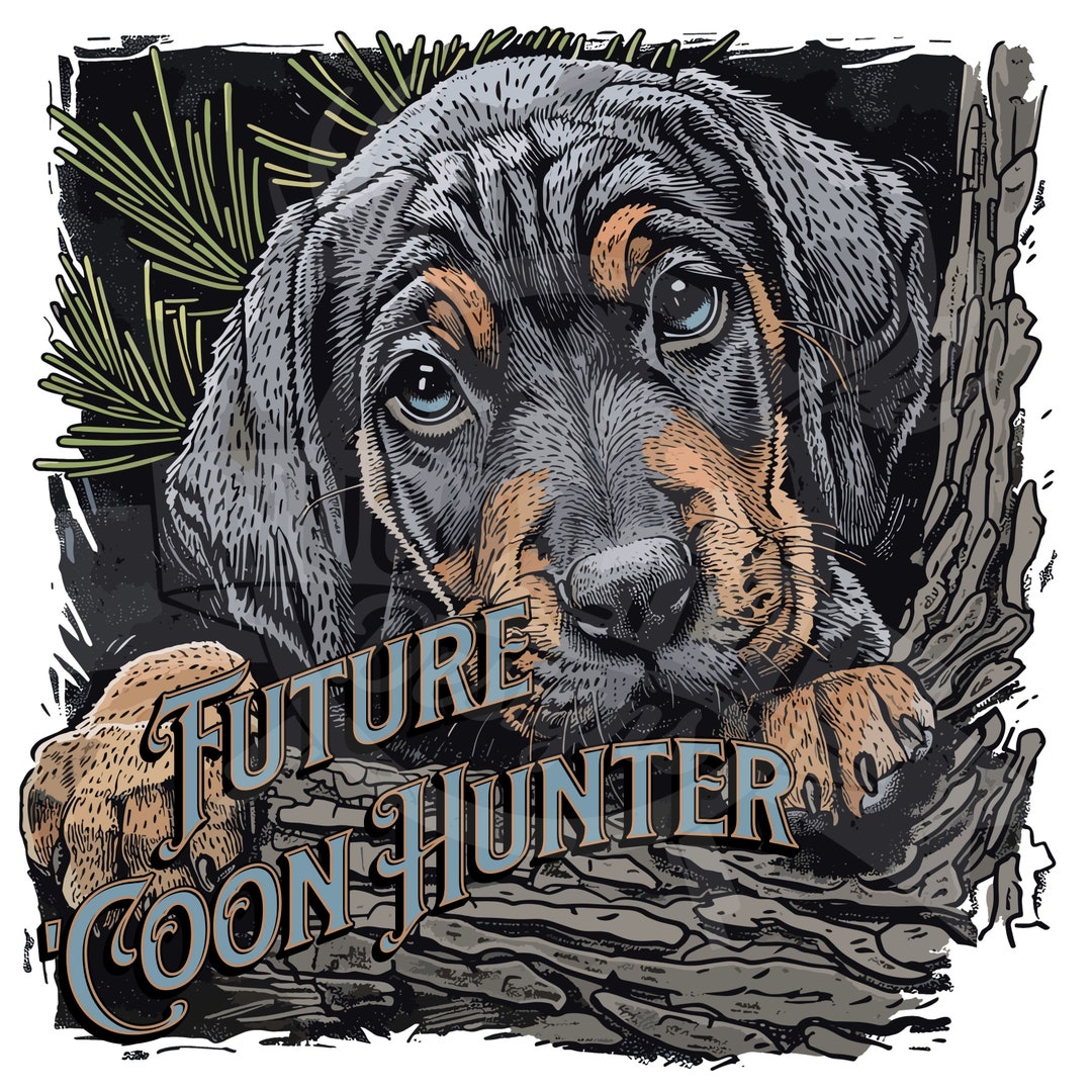 Raccoon Hunt Png, Bluetick Coonhound Png Raccoon Hunting Sublimation ...