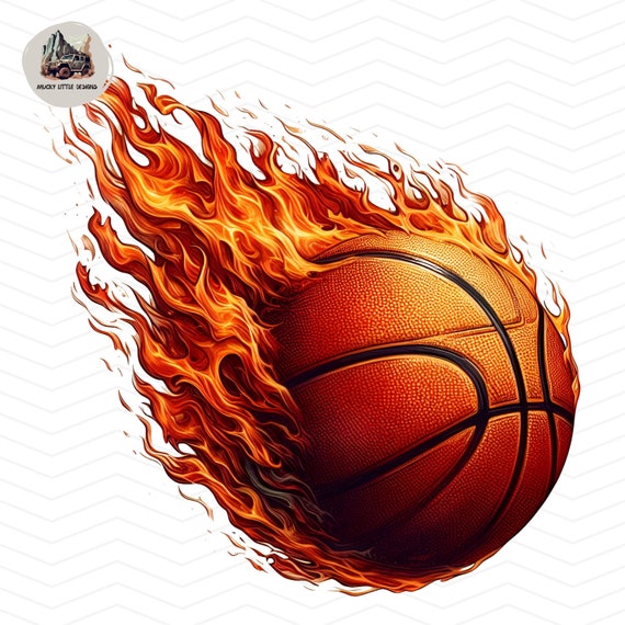 Basketball on Fire PNG Flaming Basketball T shirt Sublimation Print File Transparent Background L School Spirit Mascot Instant Download Etsy