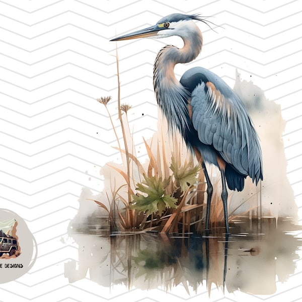 Heron Watercolor - Etsy