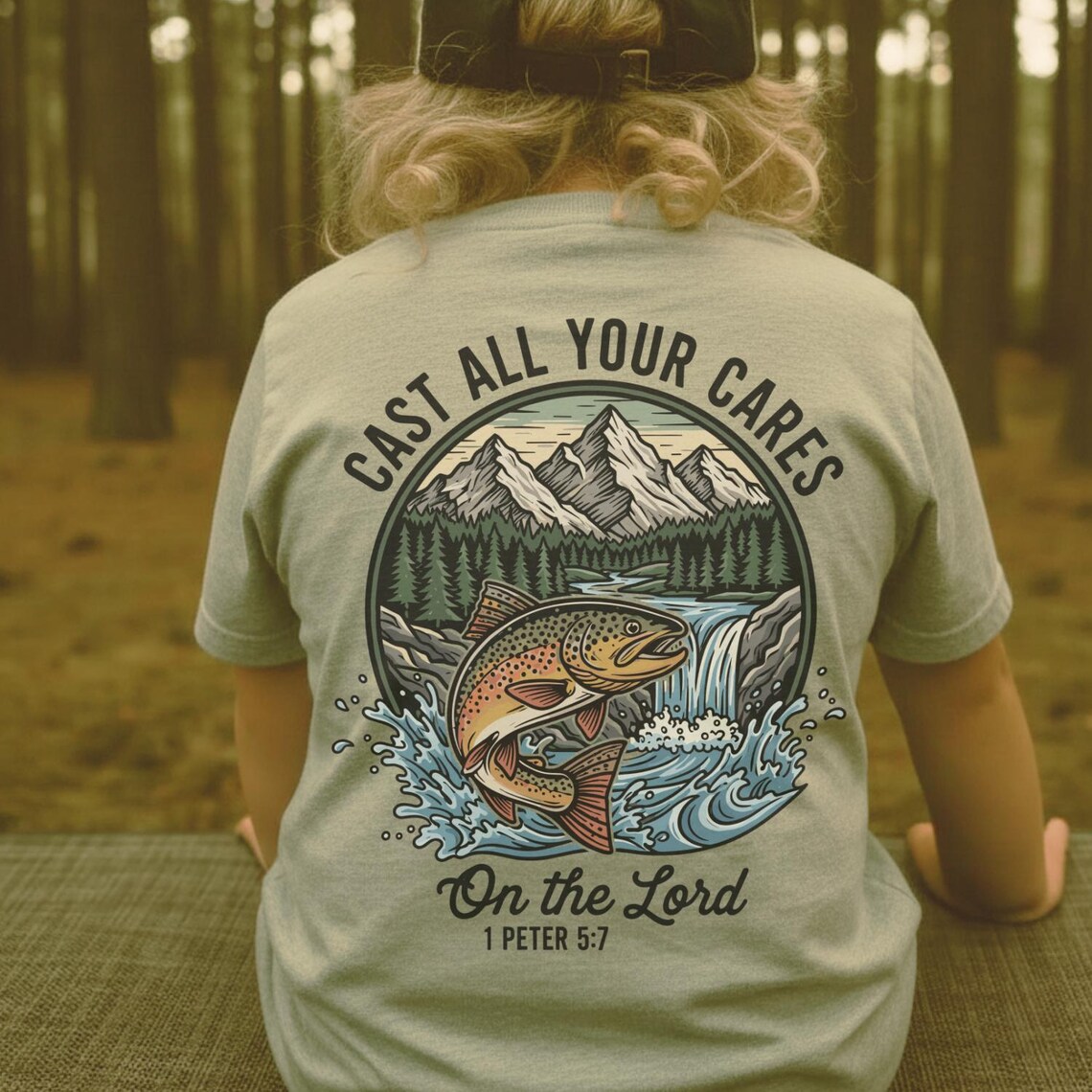 Cast All Your Cares PNG: Christian Fishing Shirt Sublimation Print File ...