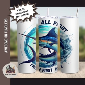 Blue Marlin Sea Fishing Sublimation Png | Marlin Tumbler Wrap Sea ...