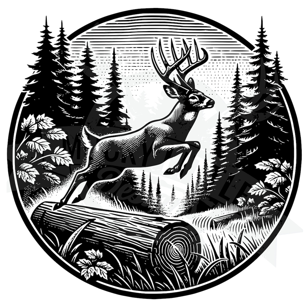 Svg Deer Jumping Log, Proud Deer Svg, Whitetail Deer SVG, Deer Hunting ...